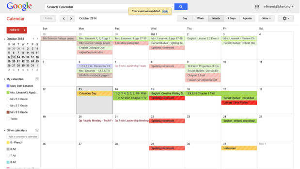 This is a screenshot of a typical calendar.